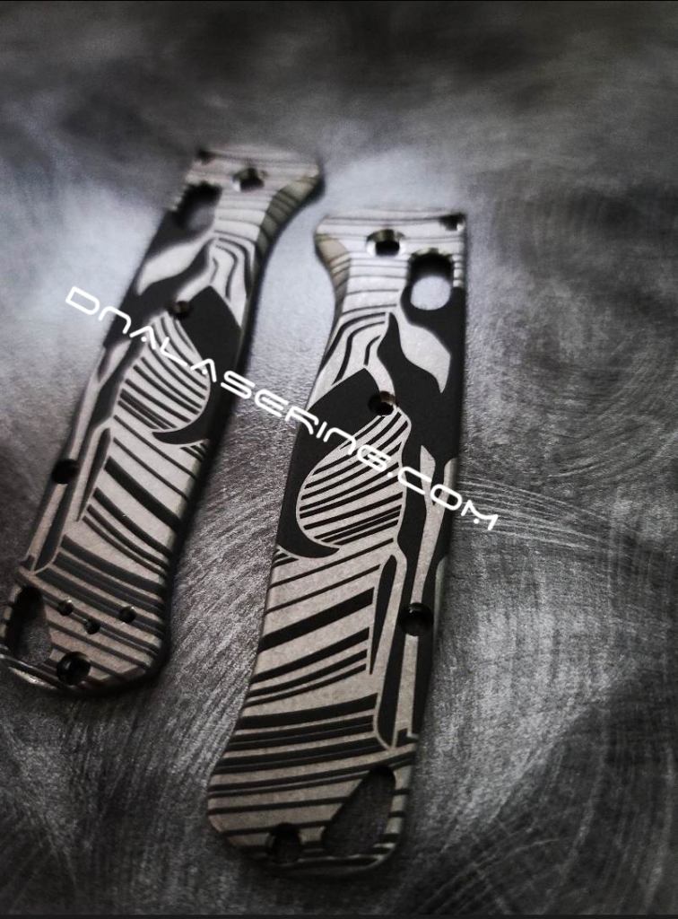 Benchmade Bugout TI – Mythosaur Skull – Beskar Ingot – Deep Laser Engraved Titanium Scales – EDC ...